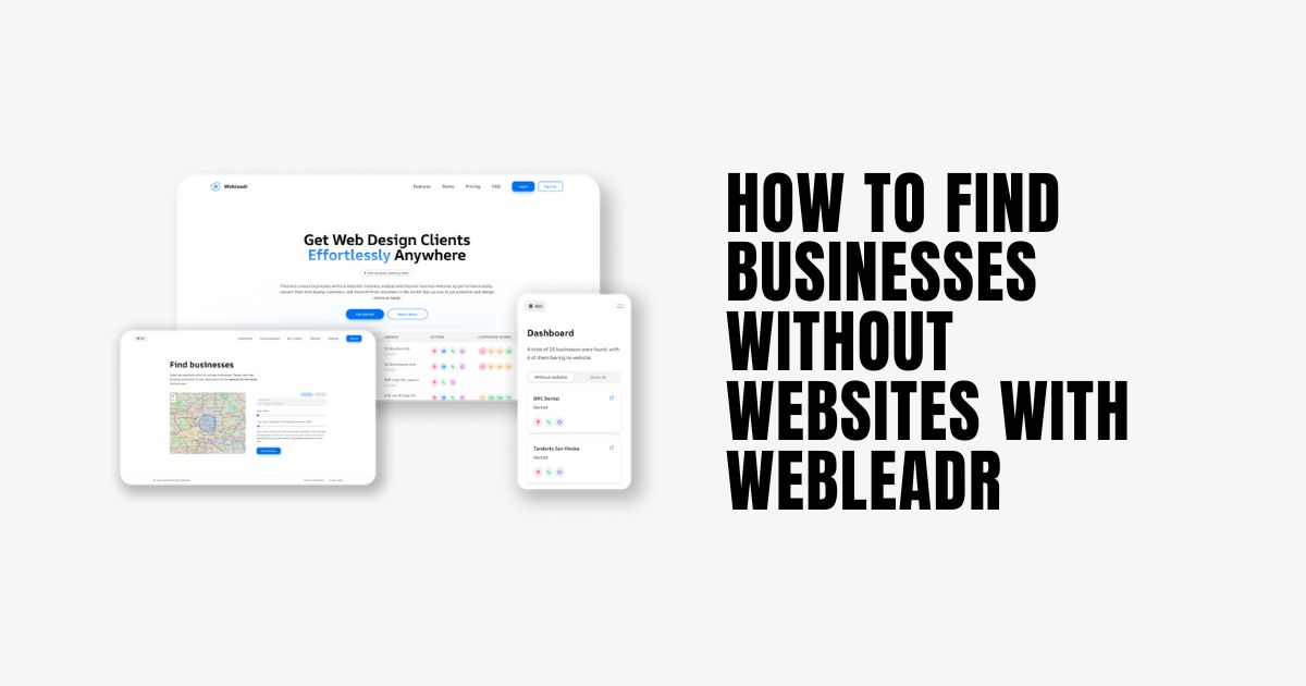 How to find businesses without websites with Webleadr | Webdevamin